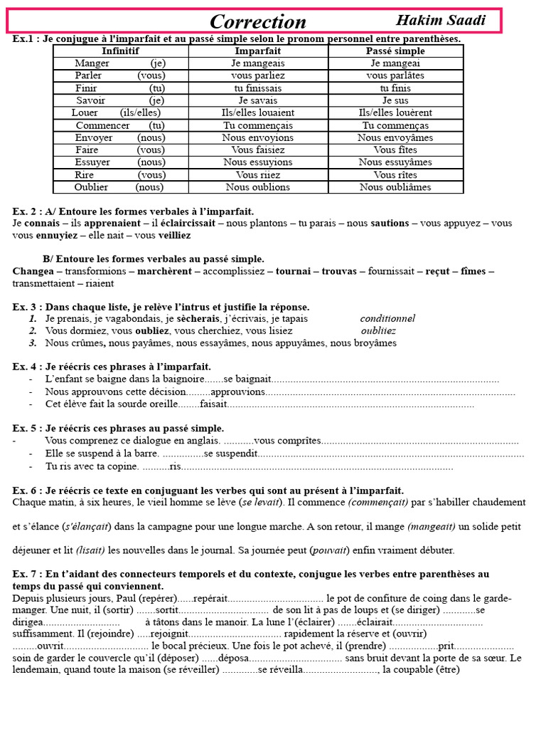 Correction Conjugaison | PDF