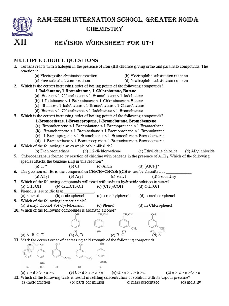 Chemistry Revision Worksheet | PDF