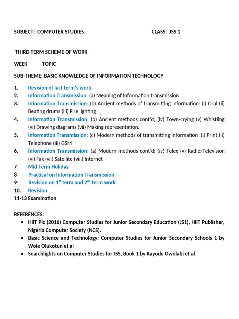 JSS1 ICT 3rd Term | PDF