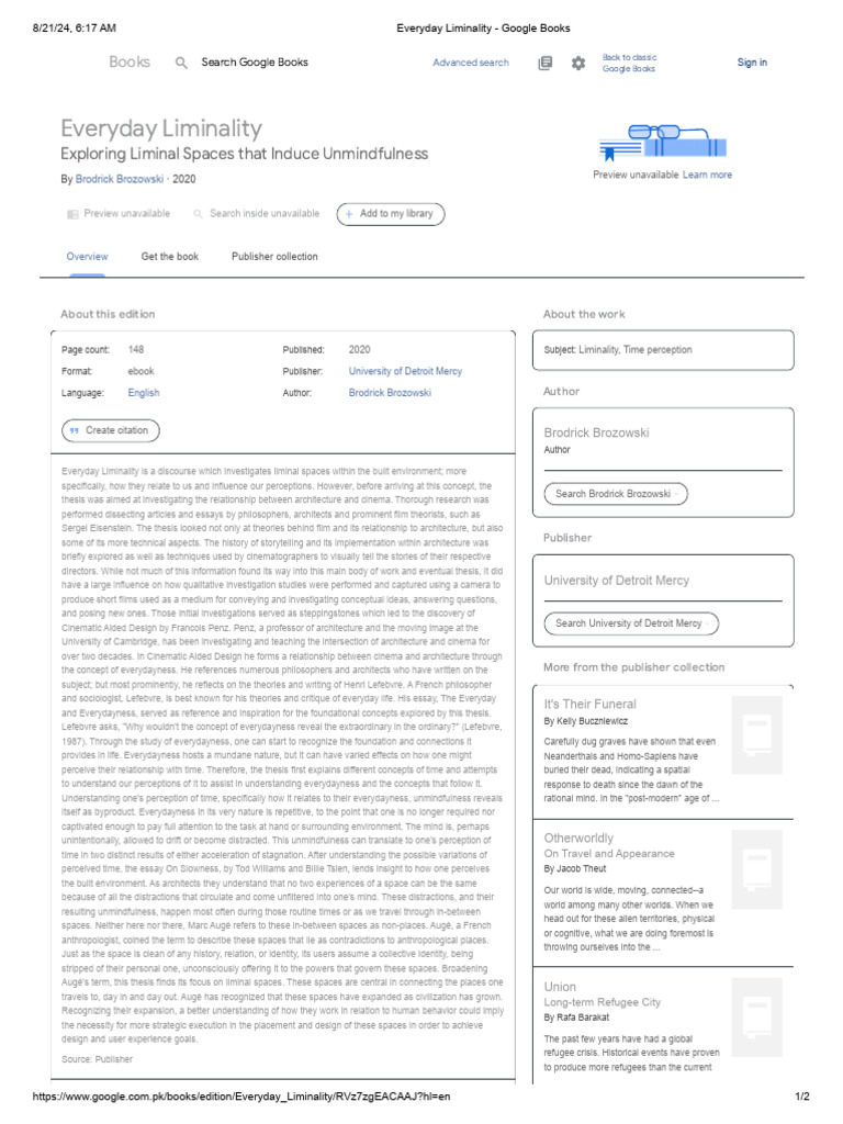 Everyday Liminality - Google Books | PDF | Concept | Google Books