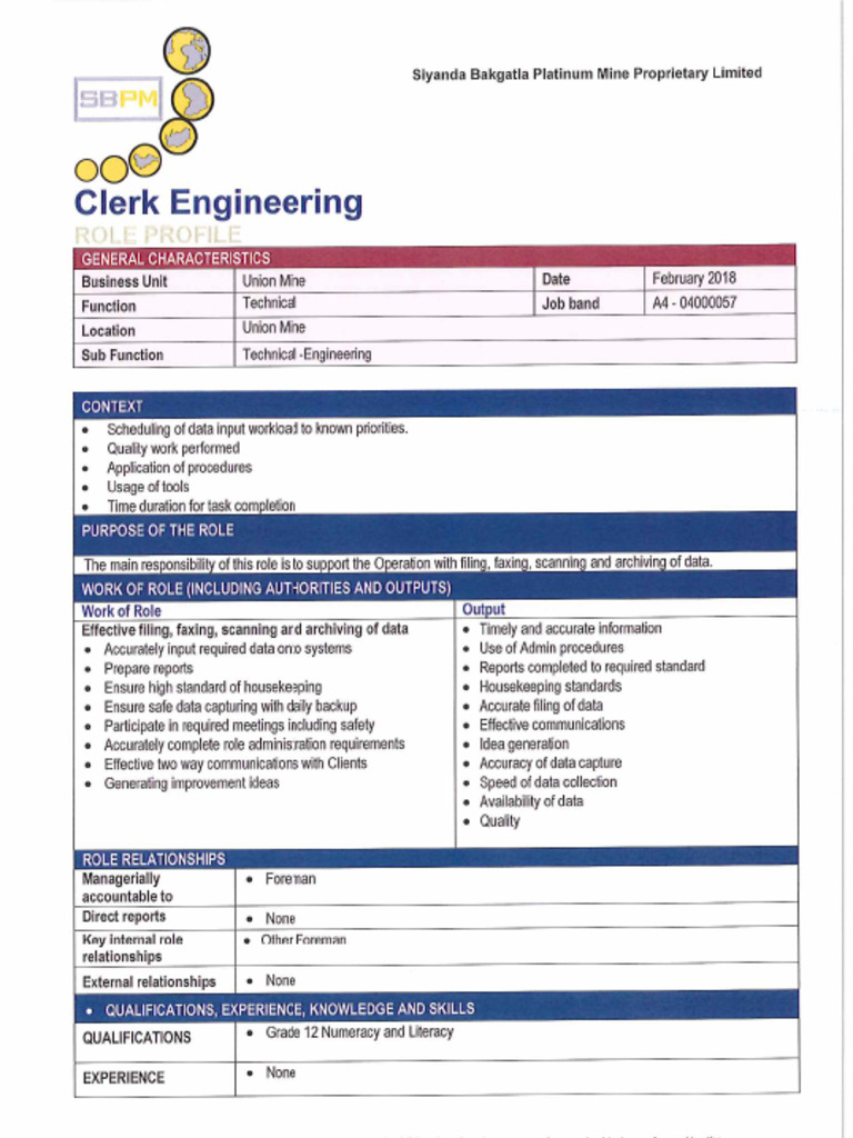 Clerk Engineering (A4) | PDF