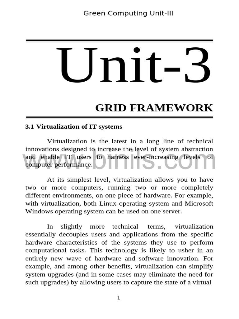 CS8078 Unit 3 Virtualization of IT Systems | PDF