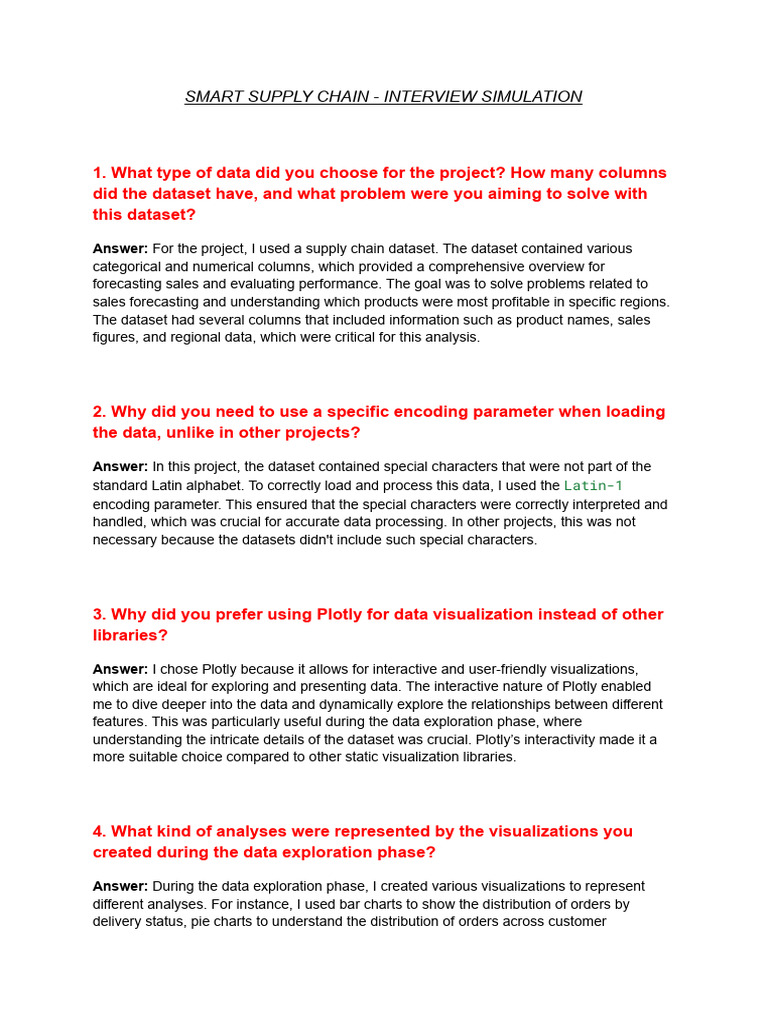 Smart Supply Chain - Interview Simulation | PDF