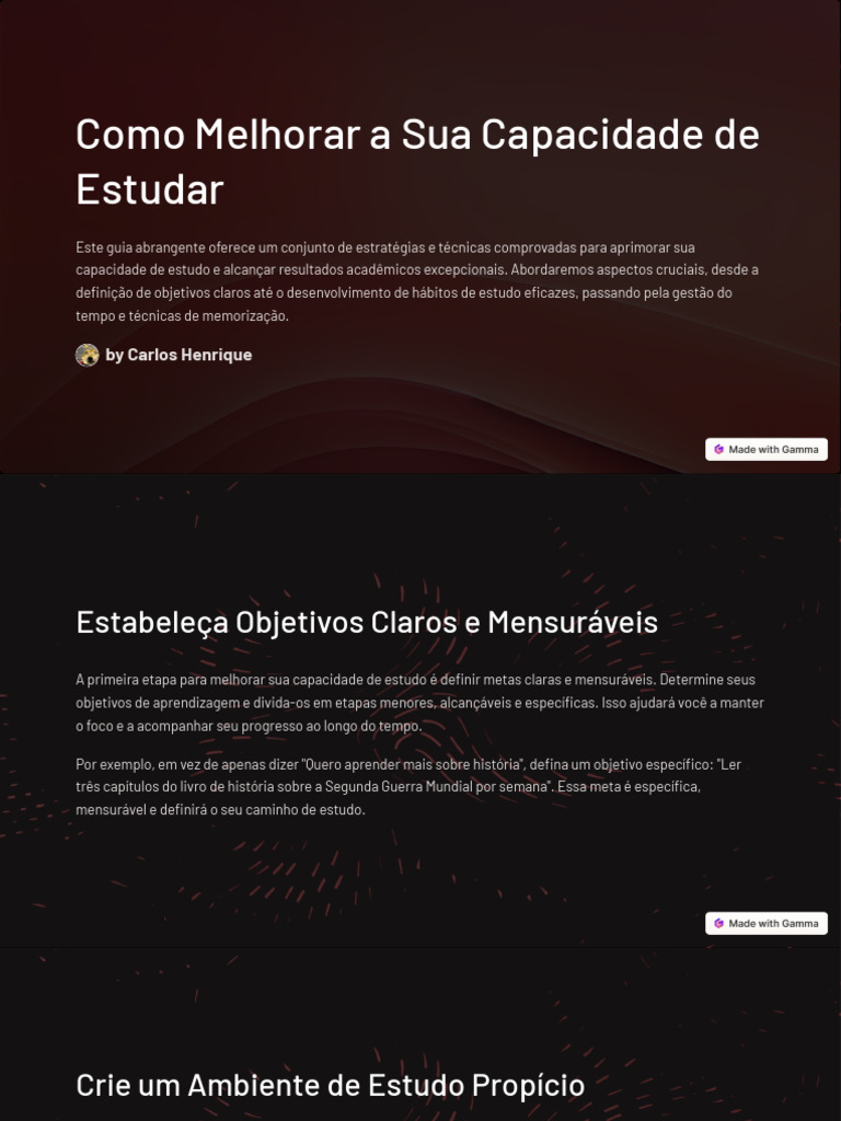 Como Melhorar A Sua Capacidade de Estudar | PDF