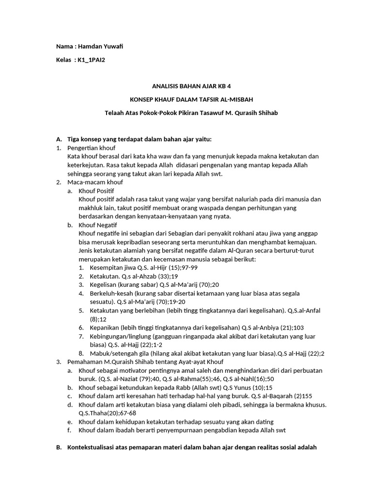 Analisis Bahan Ajar Akidah KB 4 | PDF