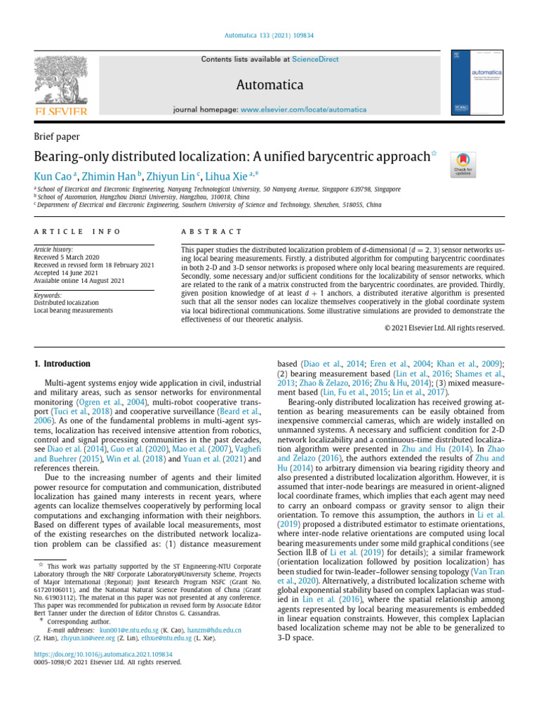 Bearing Only Distributed Localization A Unified Barycentric Approach Pdf