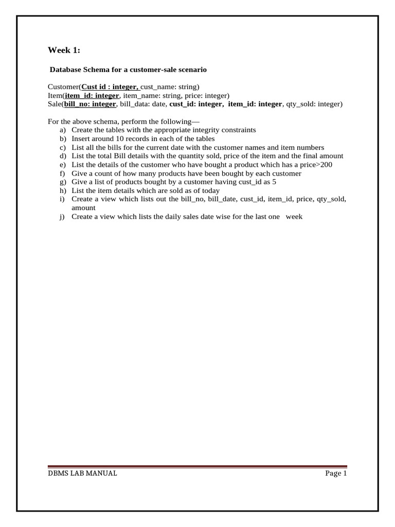 DBMS Lab Manual R20 Modified | PDF