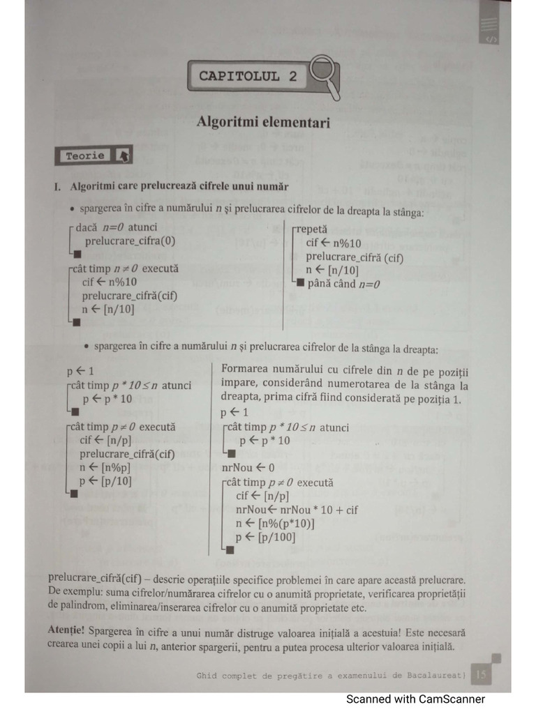 Bac Info Algoritmi Elementari | PDF
