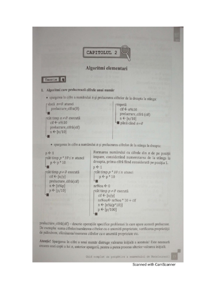 Bac Info Algoritmi Elementari | PDF