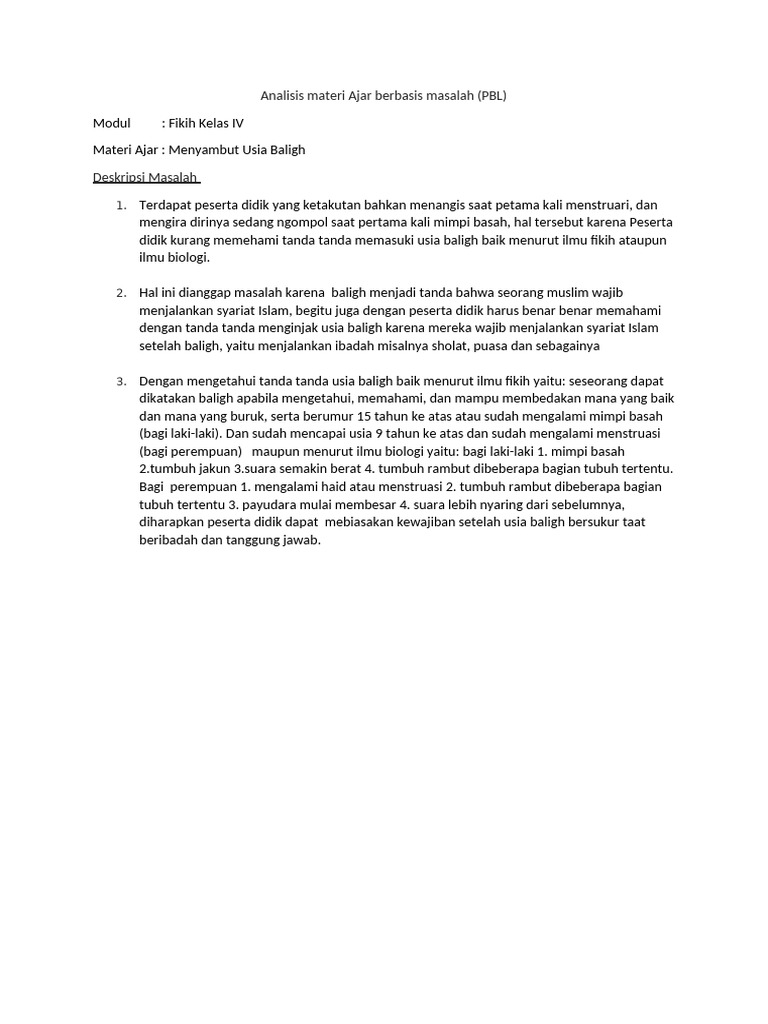 Diskusi Analisis PBL Modul 1 Fikih | PDF