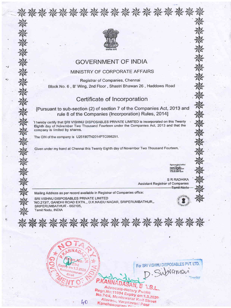 CIN self attested | PDF