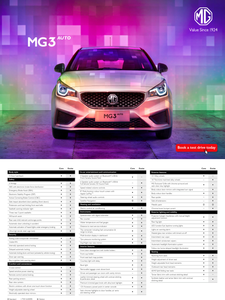 MG 3auto Specsheet Sept22 Am | PDF