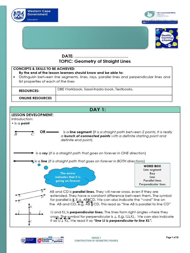 Grade 7 Geometry: Lines and Angles | PDF | Line (Geometry) | Circle