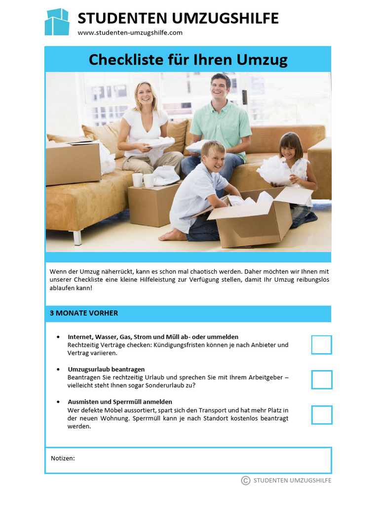 Umzugscheckliste | PDF