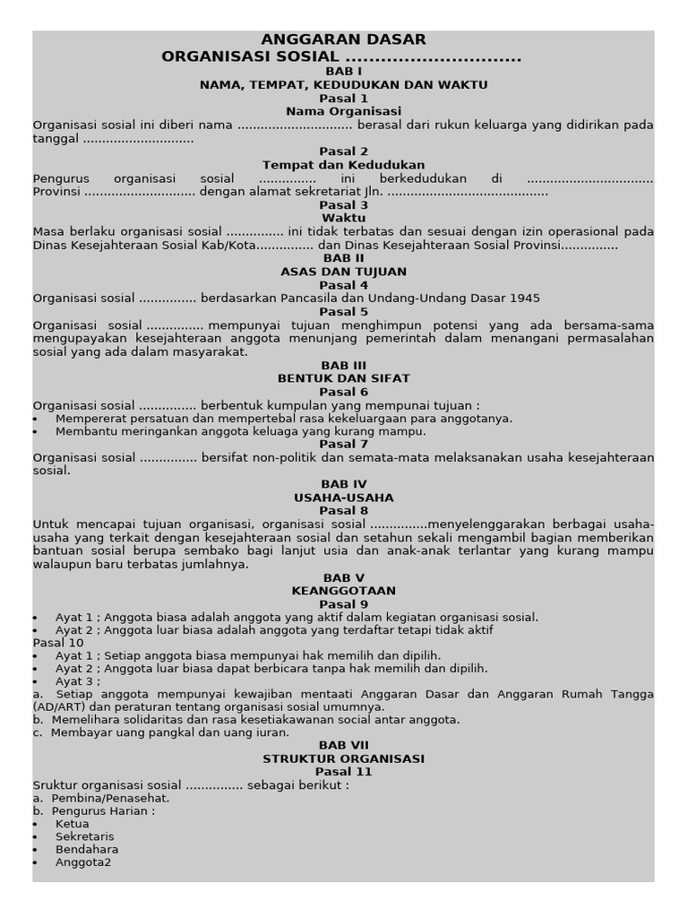 Contoh Anggaran Dasar | PDF