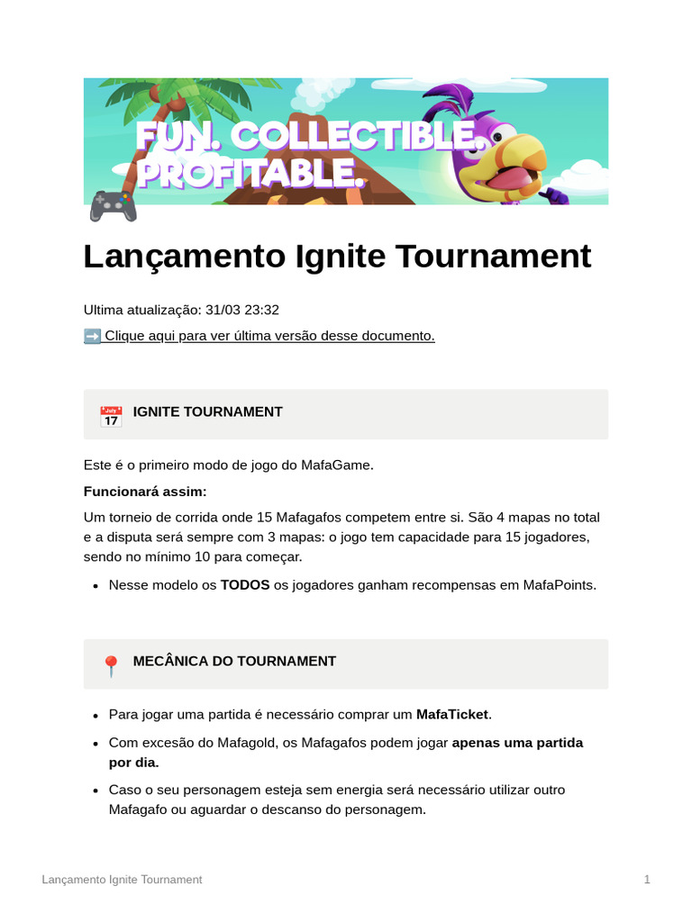 Lanamento Ignite Tournament | PDF