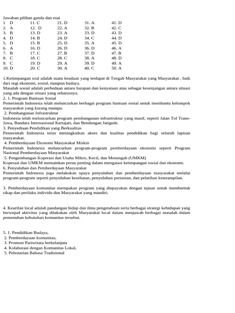 Kunci Jawaban Soal Ujian Sosiologi Kelas 12 Paket C | PDF