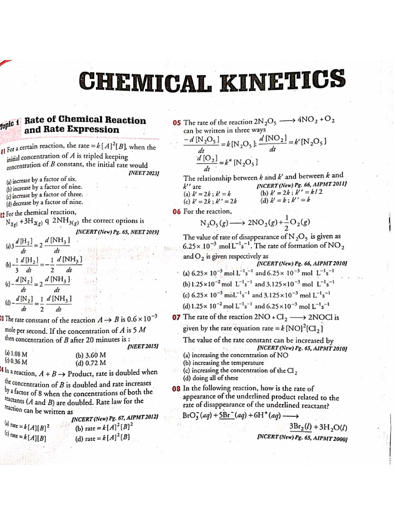 Chemical Kinetics Neet 2024 | PDF