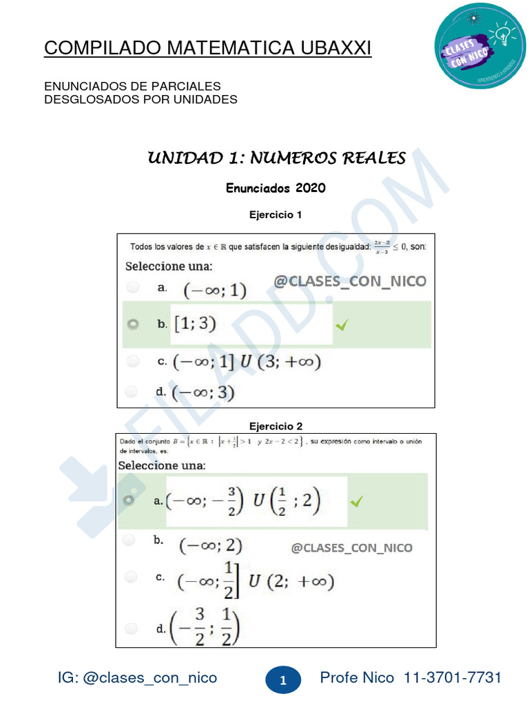 Compilado 1er Parcial - Matematica Ubaxxi | PDF