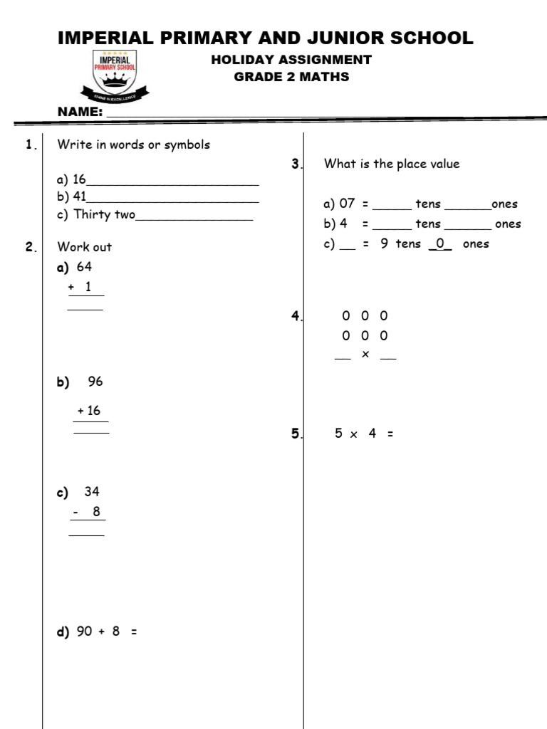 Grade 2 August Assignment.. | PDF