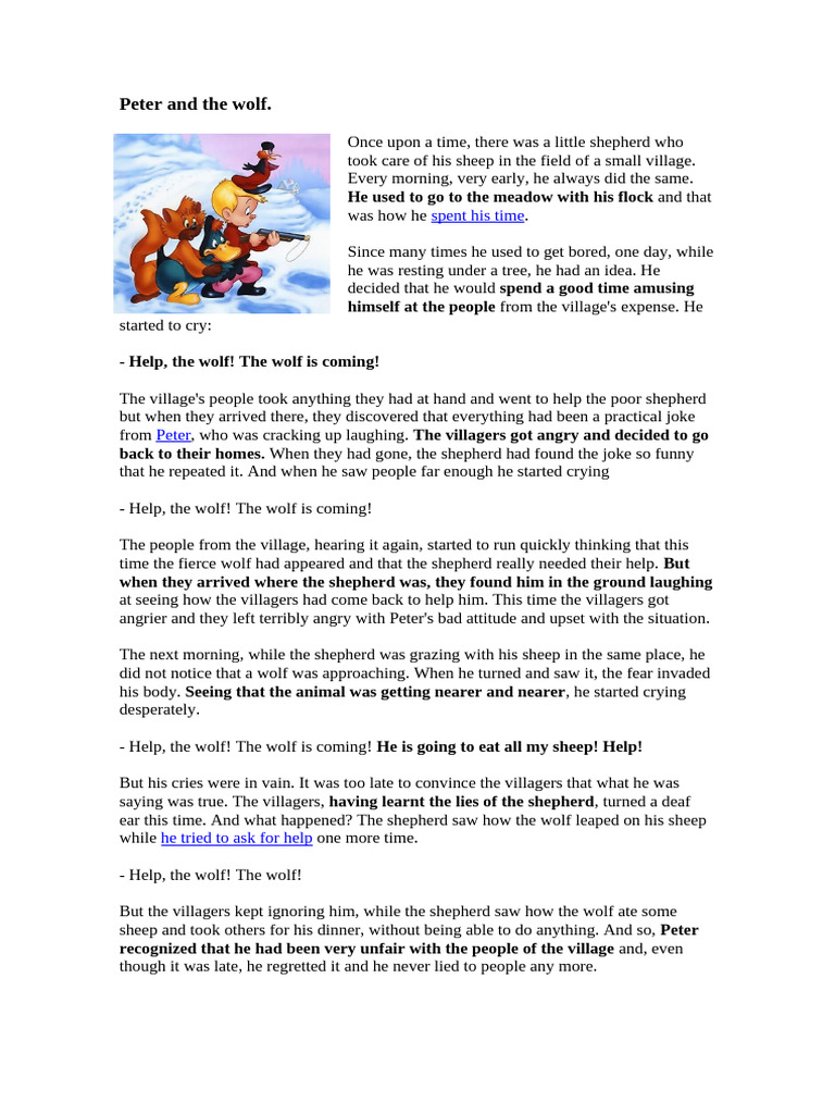 fabula en ingles 1Peter and the wolf | PDF