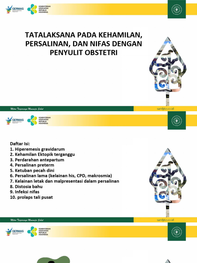 Tatalaksana Kehamilan, Persalinan Dan Nifas Dengan Penyulit Obstetri | PDF