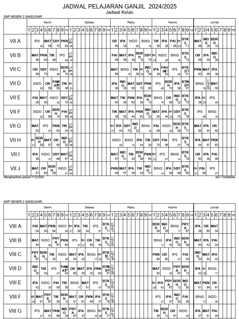 Jadwal Siswa Ganjil Tp 2024 2025 Pdf