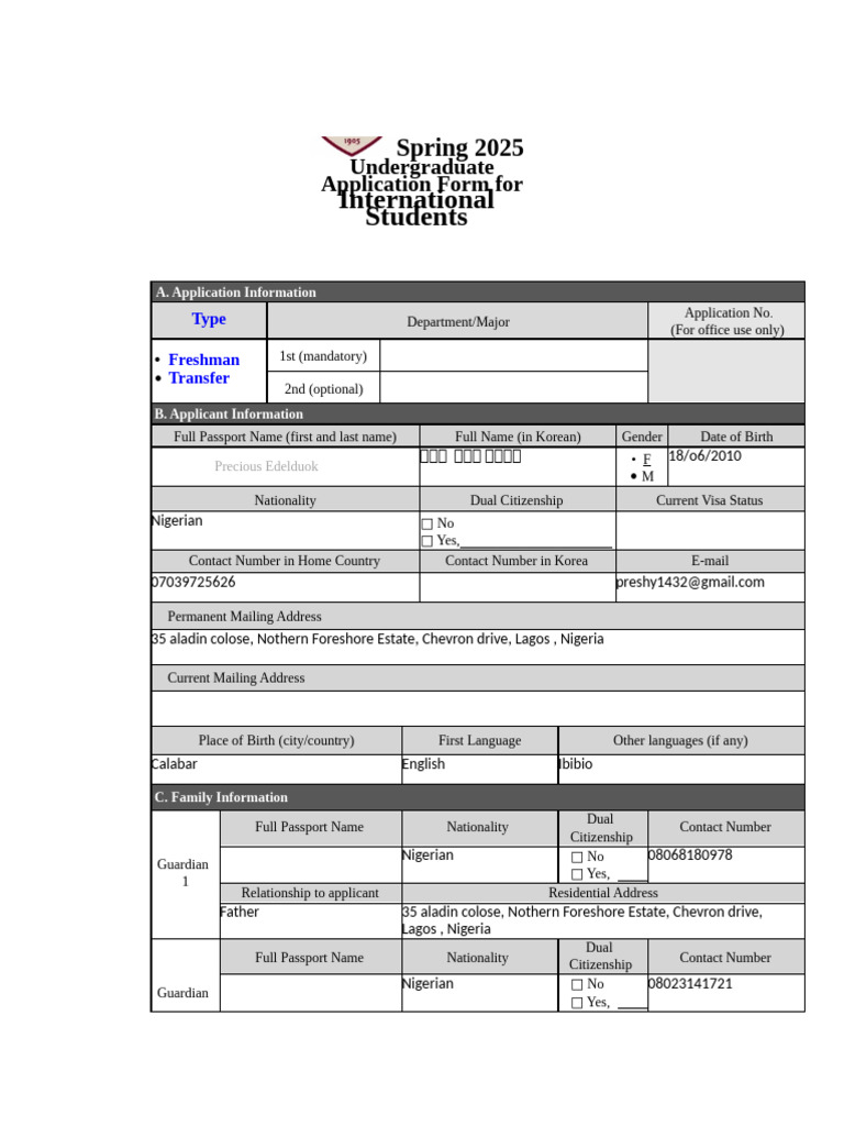 Document Forms For Spring 2025 (ENG) | PDF