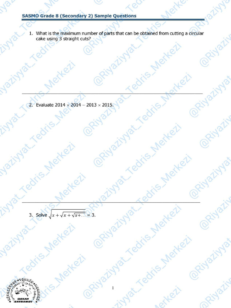 Grade 8 SASMO | PDF