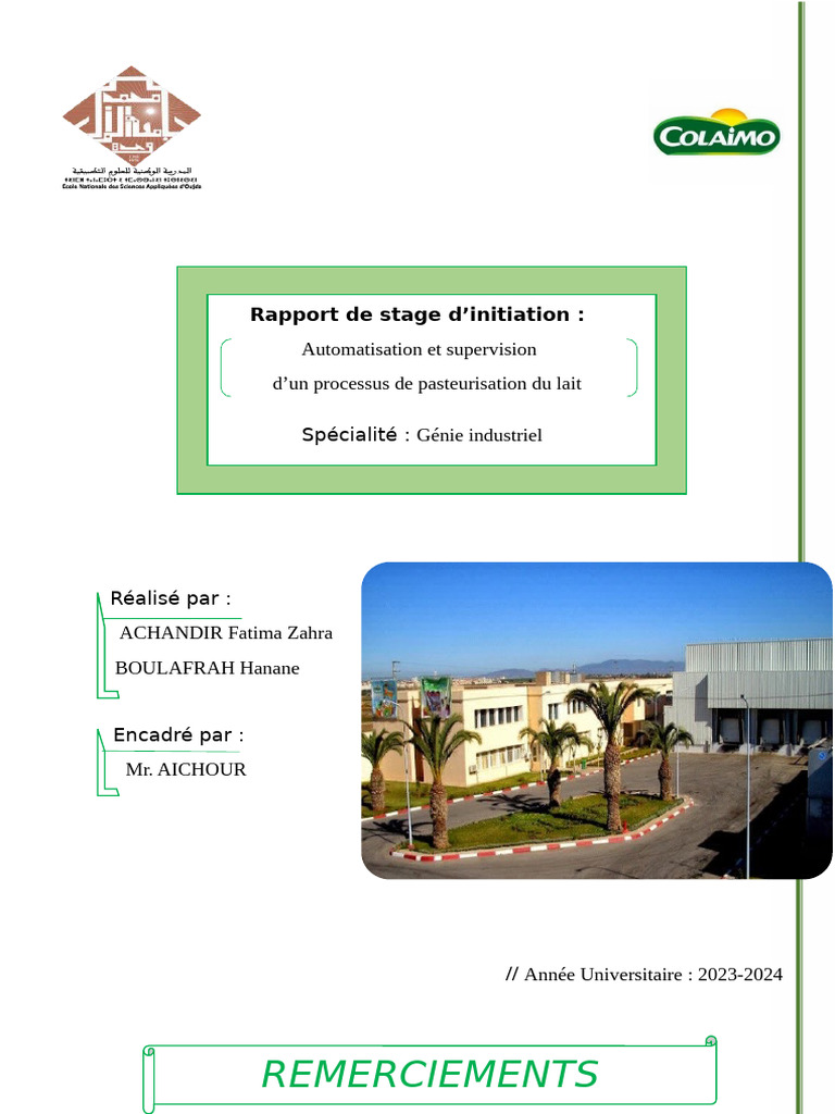 Rapport de Stage Colaimo ENSA | PDF