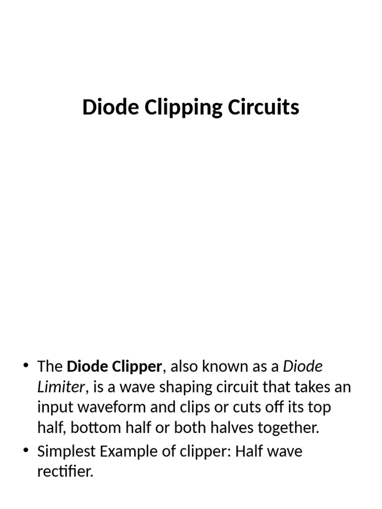 Diode Clipping Circuits | PDF