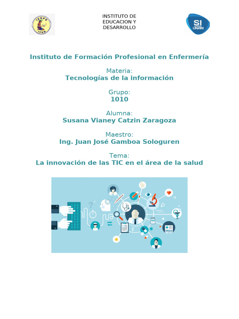 Susana Vianey Catzin Zaragoza - La Innovación de Las TIC en El Área de La Salud | PDF ...