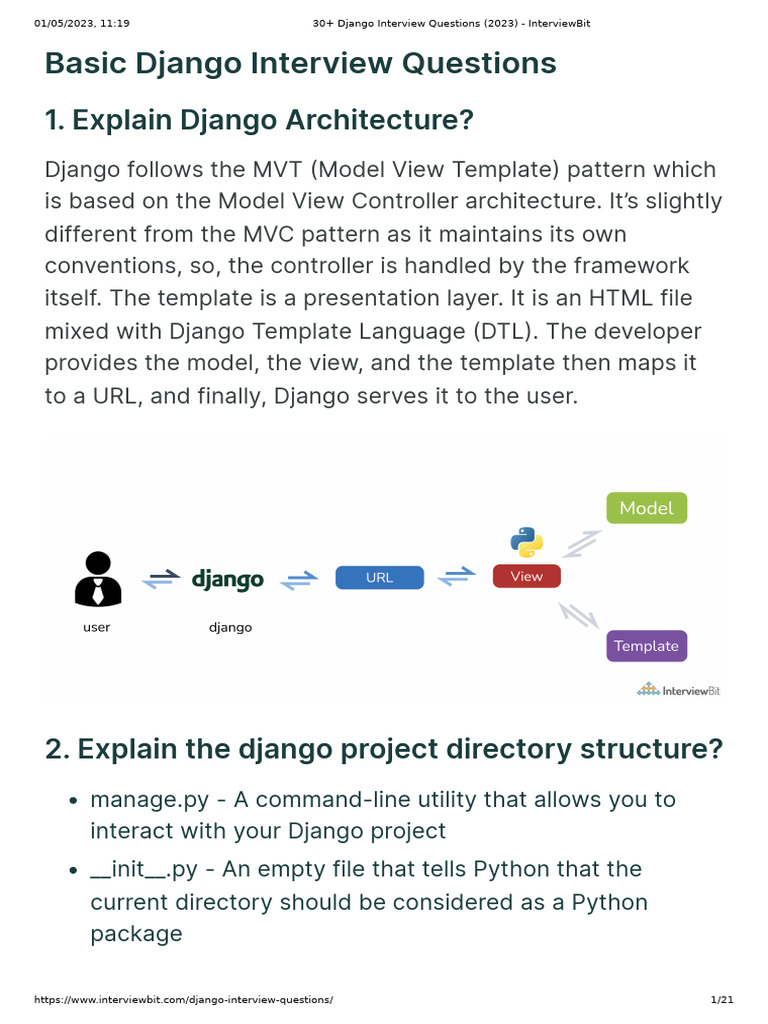 30+ Django Interview Questions (2023) - InterviewBit | PDF