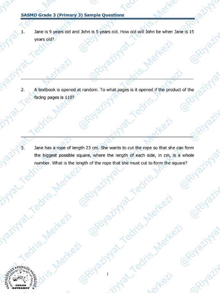 Grade 3 SASMO | PDF