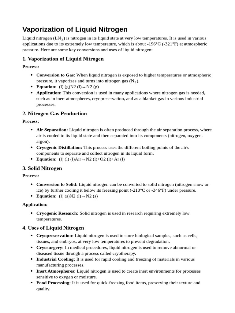 Vaporization of Liquid Nitrogen | PDF
