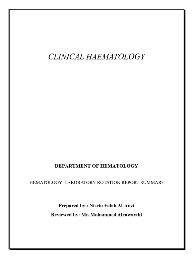 Hematology Laboratory Rotation 1720171915 | PDF