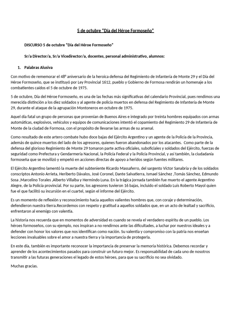 ...DISCURSO 5 de Octubre | PDF