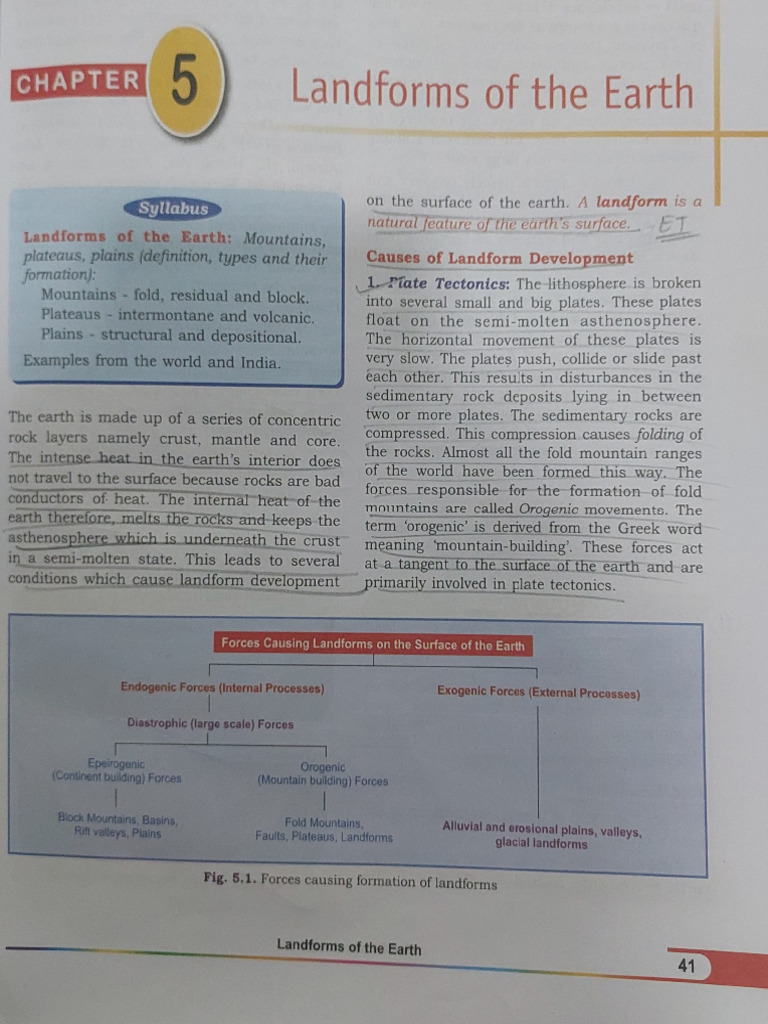 Geography-Chapter 5-Landforms of The Earth Markings | PDF | Plateau ...