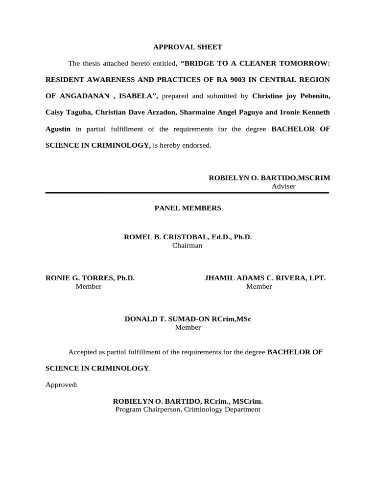 Final Approval Sheet | PDF