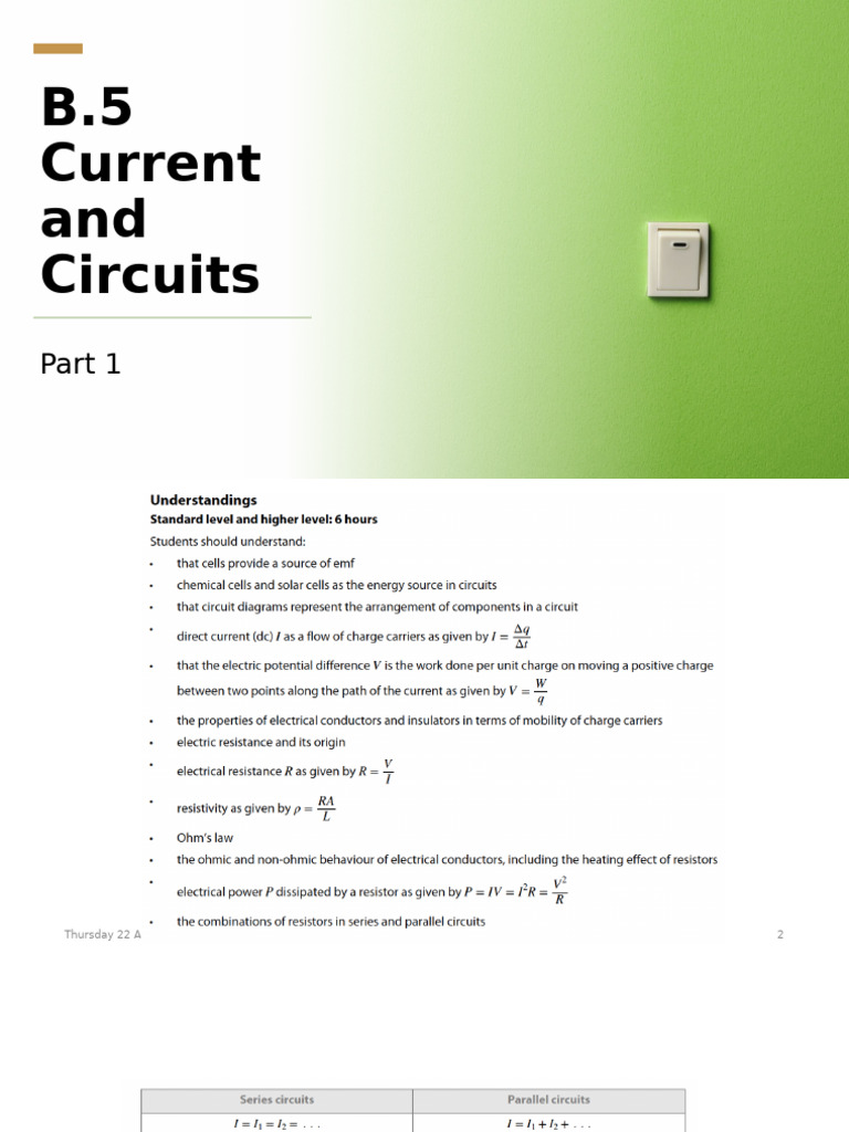 Grade 11 B.5 Current and Circuits Part 1 2024-2025 | PDF