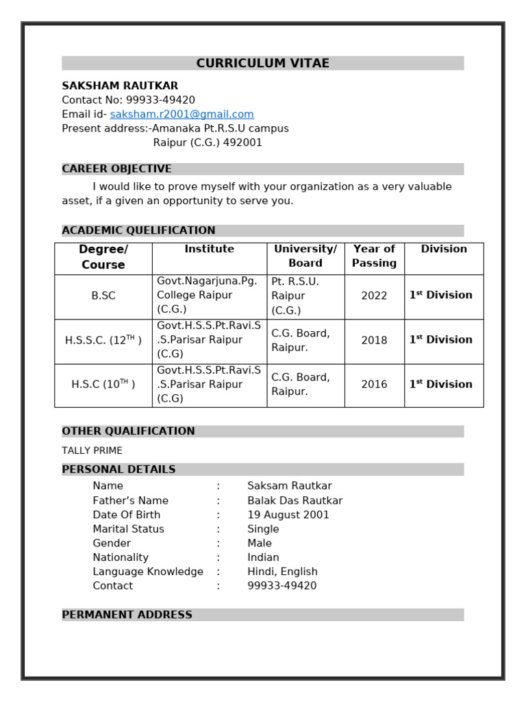Saksham RESUME | PDF