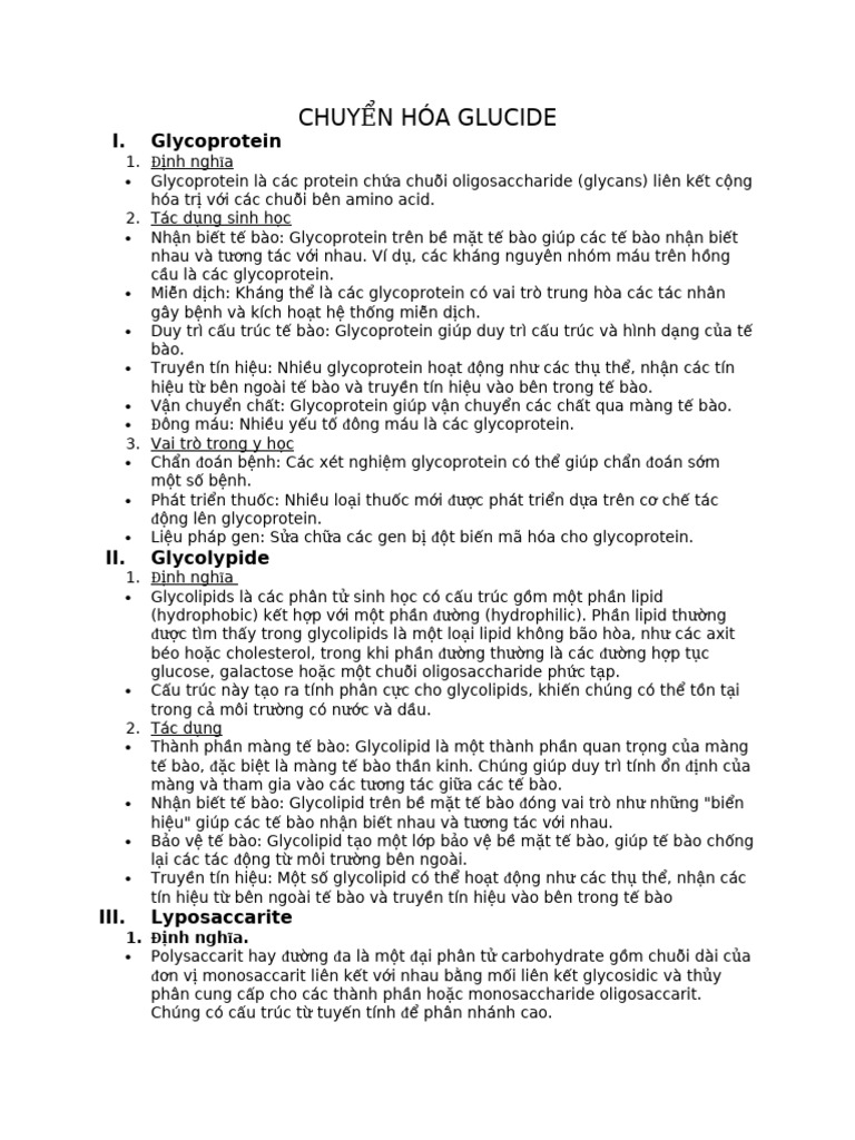 CHUYỂN HÓA GLUCIDE | PDF
