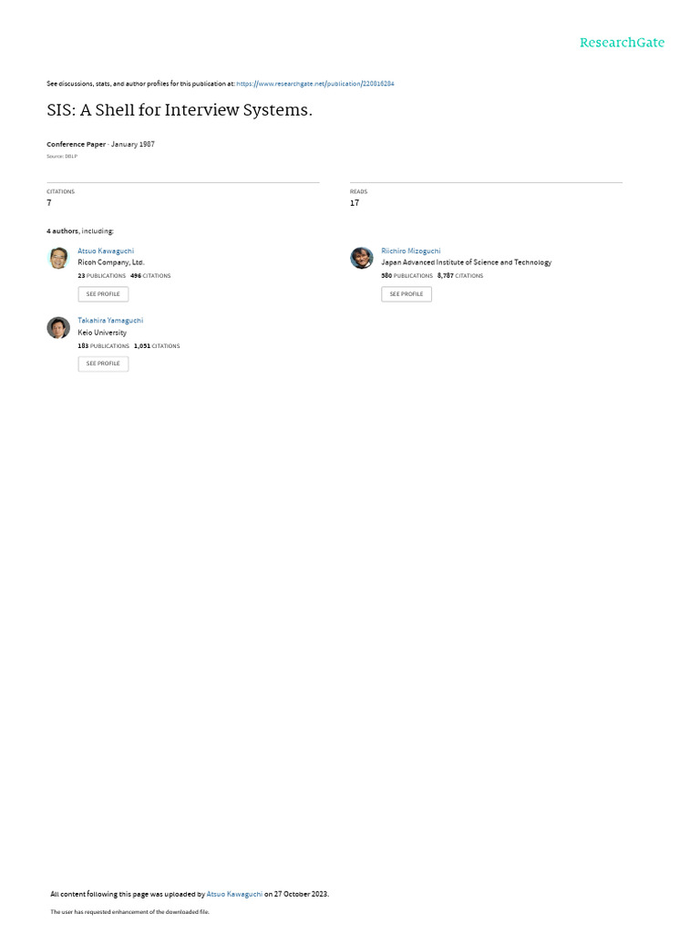 SIS: A Shell for Interview Systems | PDF