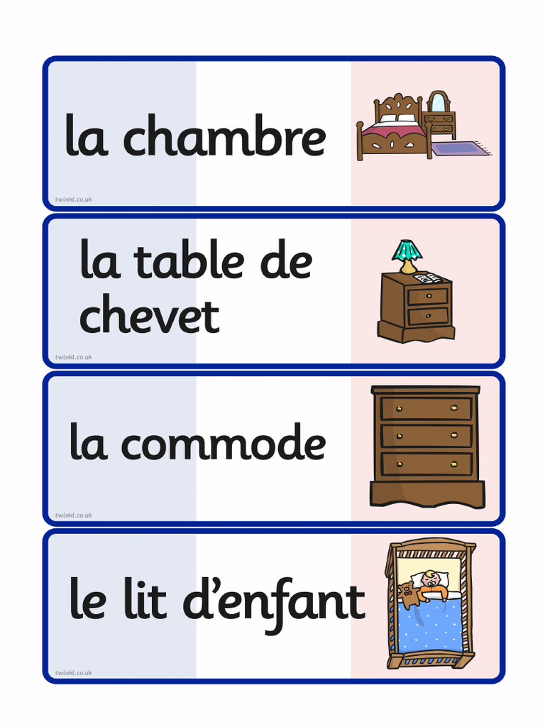 French Bedroom Words Flashcards | PDF