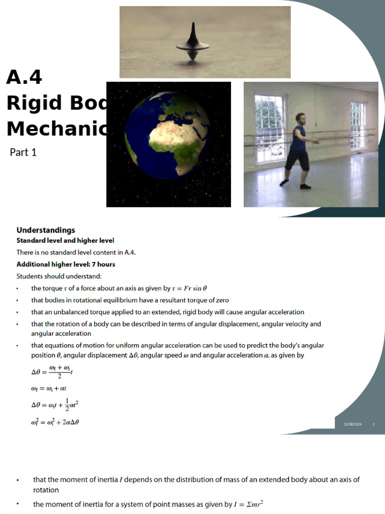 Grade 11 A.4 Rigid Body Mechanics Part 1 2023-2024 | PDF