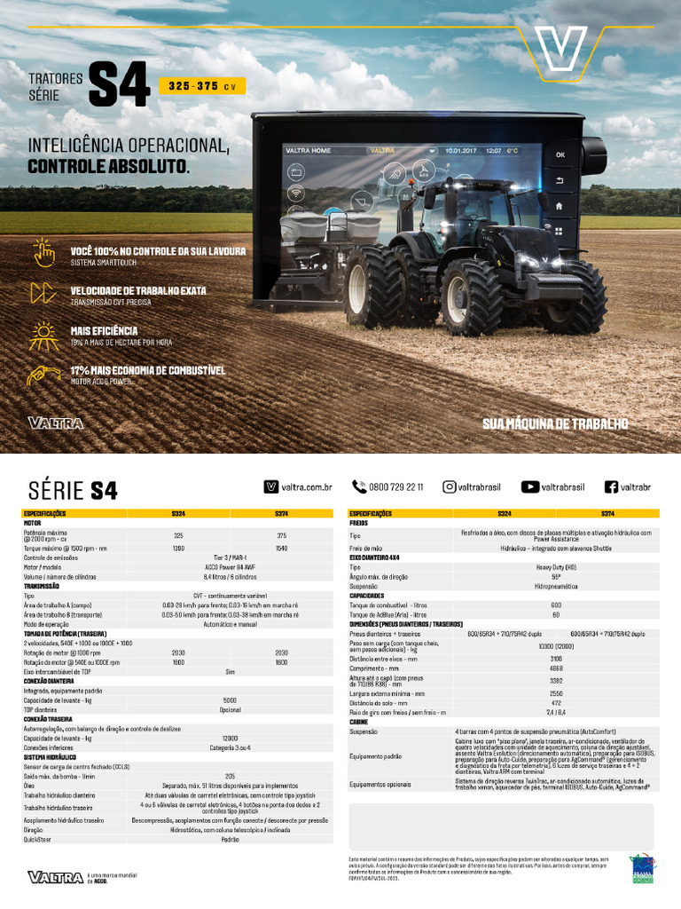 Folheto Trator Valtra S374 | PDF