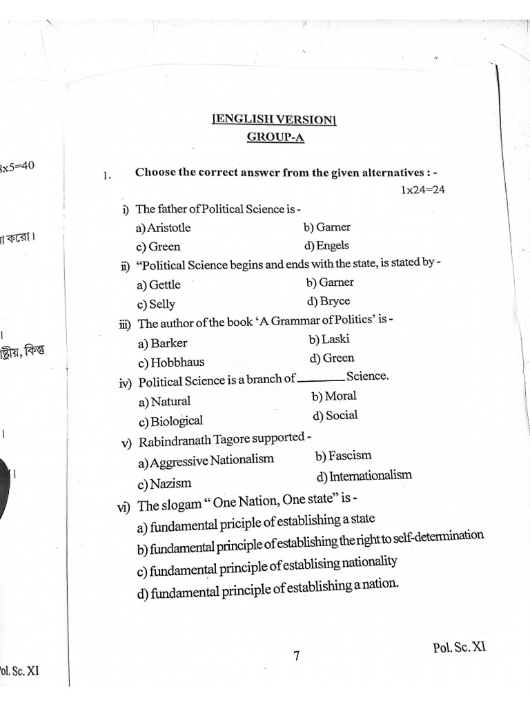 Political Science Question Paper | PDF