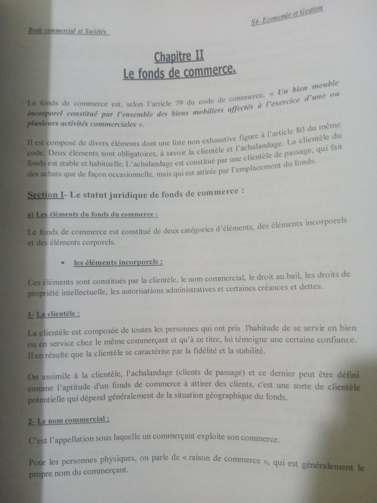 Le Fonds de Commerce | PDF