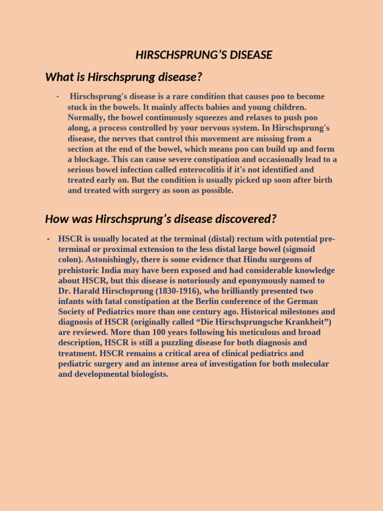 Hirschsprungs Disease | PDF