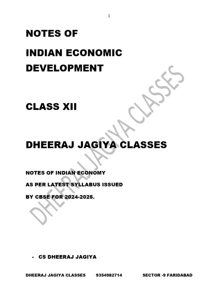 Indian Eco Notes 2024-2025 | PDF